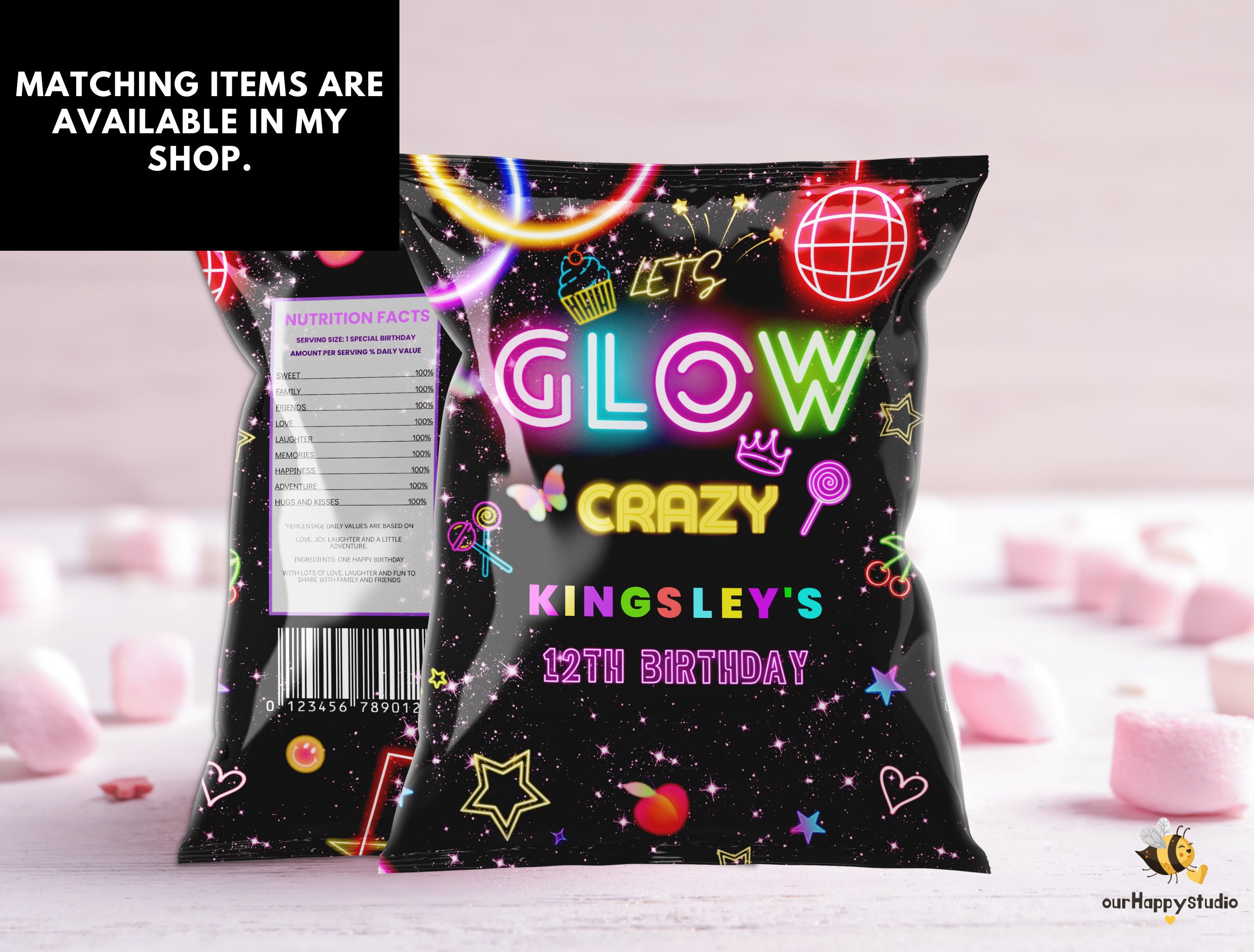 Editable Let's Glow Crazy Water Bottle Label, Birthday Water Bottle ...