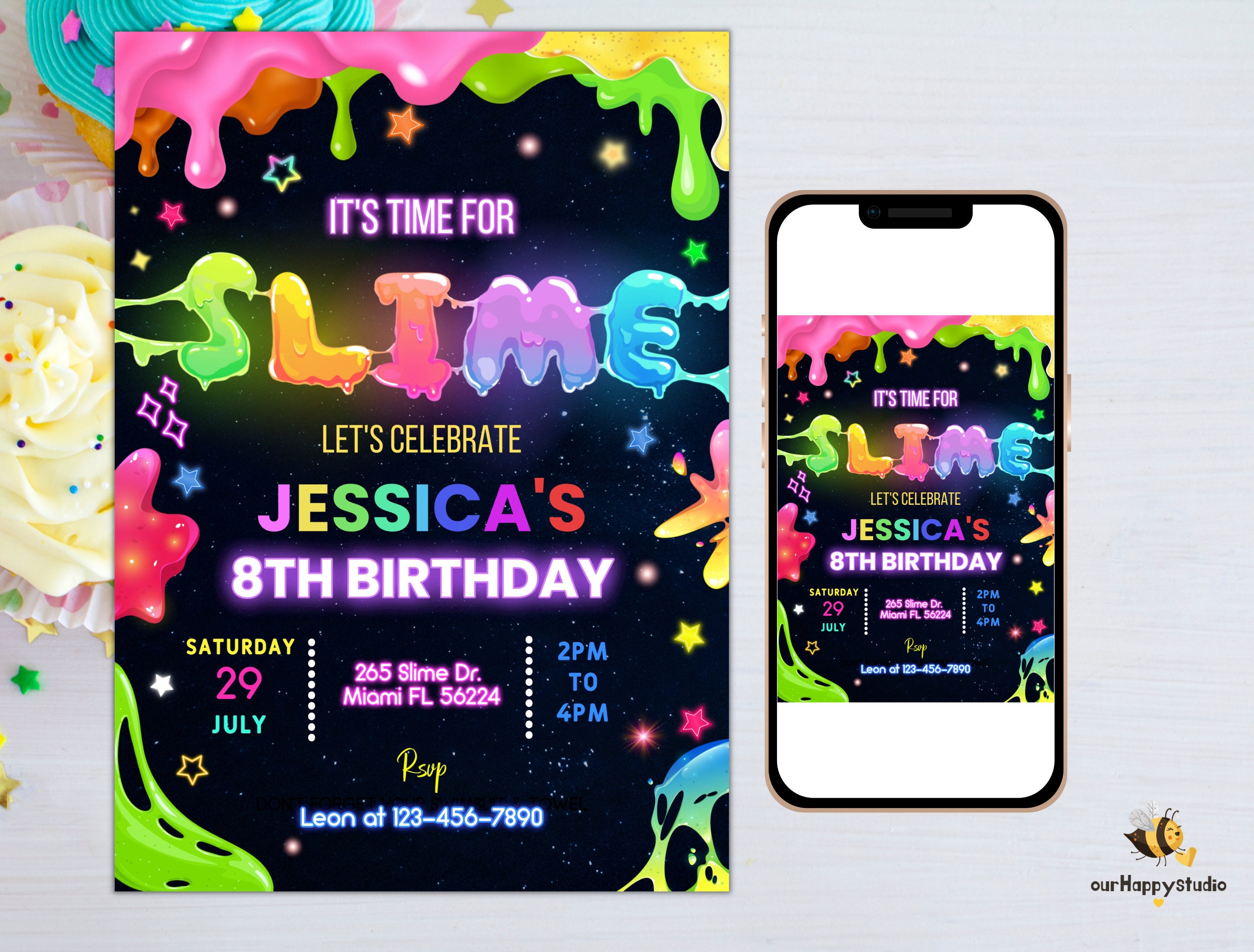 Editable Slime Birthday Party Invitation Slime Invite Slime - Etsy UK