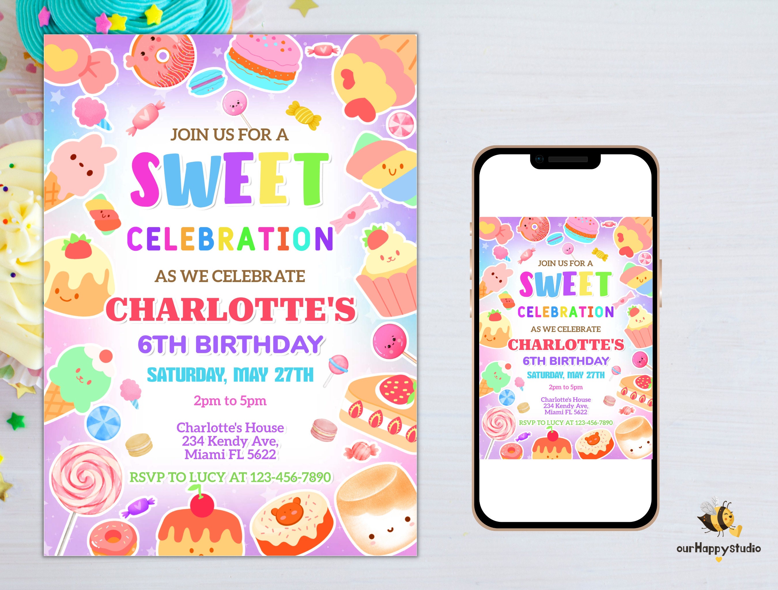Editable Sweets Candy Invitation Sweet Candy Birthday - Etsy