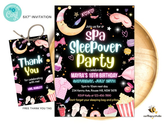 Spa Sleepover Invitations Free Printable