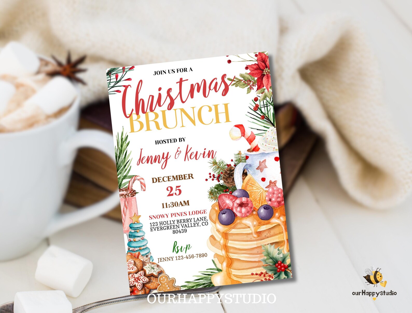 Editable Christmas Brunch Invitation, Christmas Breakfast Invite ...