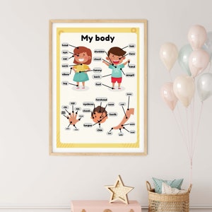 Educational Posters for Toddlers Human Body Part Montessori Homeschool ...
