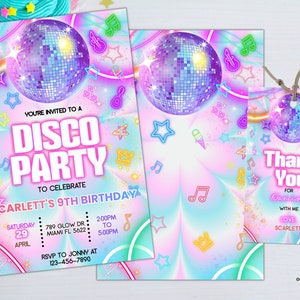 Editable Disco Party Birthday Invitation, Tie Dye Disco Gender Neutral ...