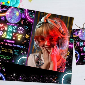 Editable Disco Party Birthday Photo Invitation, Disco Gender Neutral ...