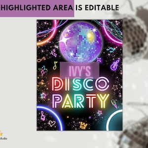 Editable Dance Party Sign, Disco Party Custom Sign, Disco Party Welcome ...