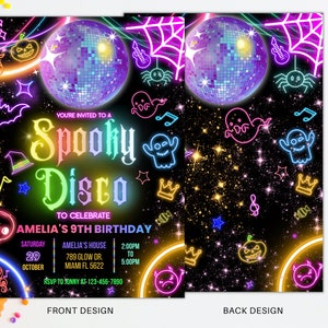 Editable Disco Party Birthday Invitation, Spooky Disco Gender Neutral ...