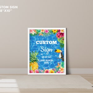 Editable Aloha Welcome Sign, Hawaiian Party Custom Sign, Tropical Party ...