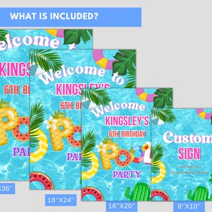 Editable Pool Party Welcome Sign, Swim Party Custom Sign, Summer Party ...