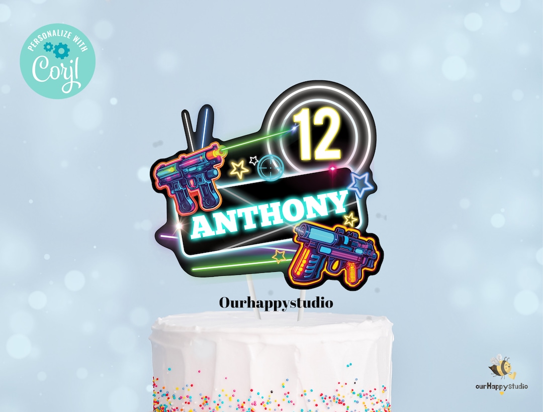 Editable Laser Tag Cake Topper, Laser Tag Party Cake Topper, Laser Tag ...