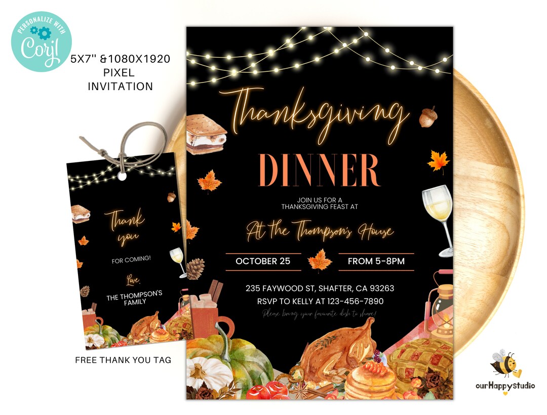 Editable Thanksgiving Invitation, Fall Harvest Party Text Invitation, Fall Thanksgiving Invite ...