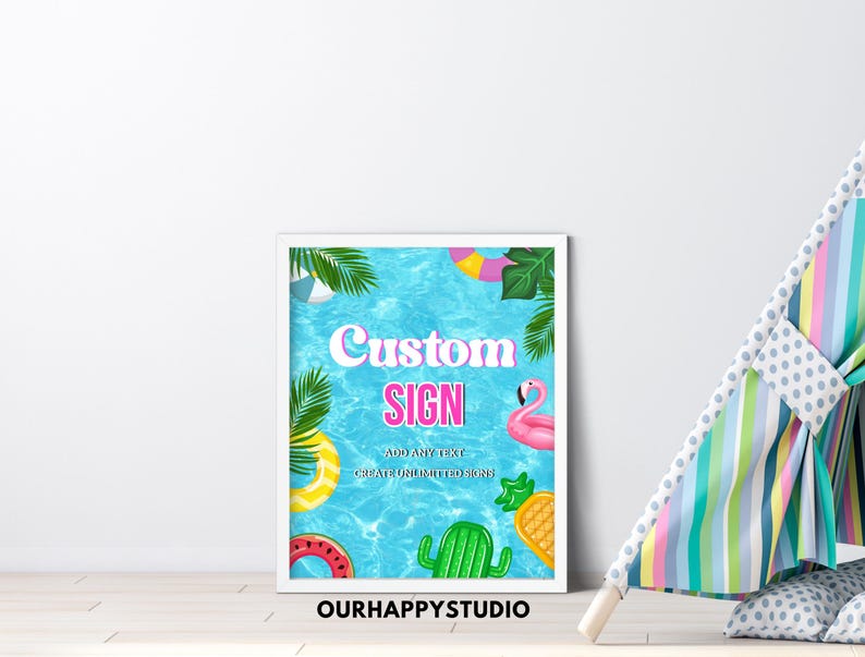Editable Pool Party Welcome Sign, Swim Party Custom Sign, Summer Party ...