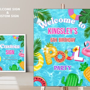 Editable Pool Party Welcome Sign, Swim Party Custom Sign, Summer Party ...