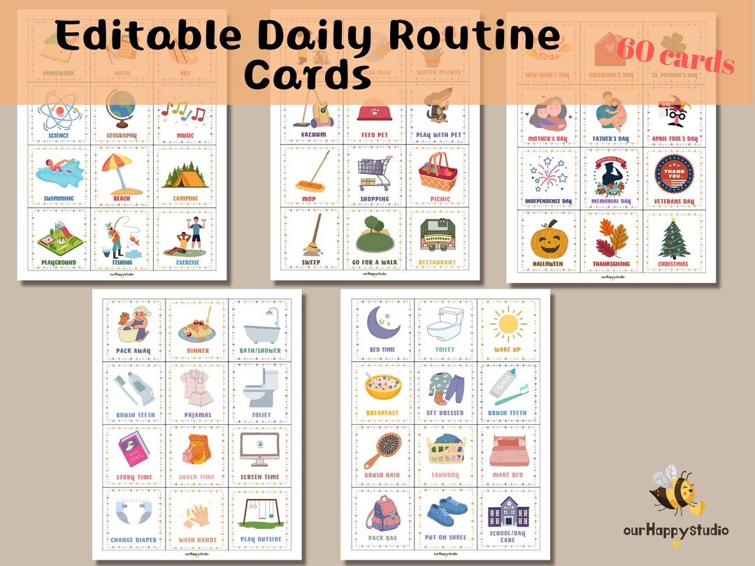 Routine Cards, Charts for Kids, Daily Rhythm, Morning, Afternoon ...