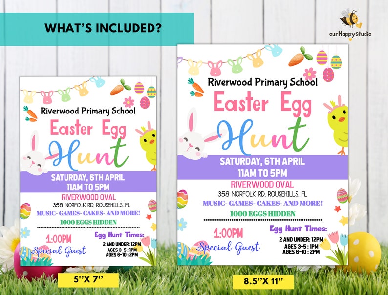 Editable Easter Egg Hunt Flyer, Easter Event Flyer, School Church ...