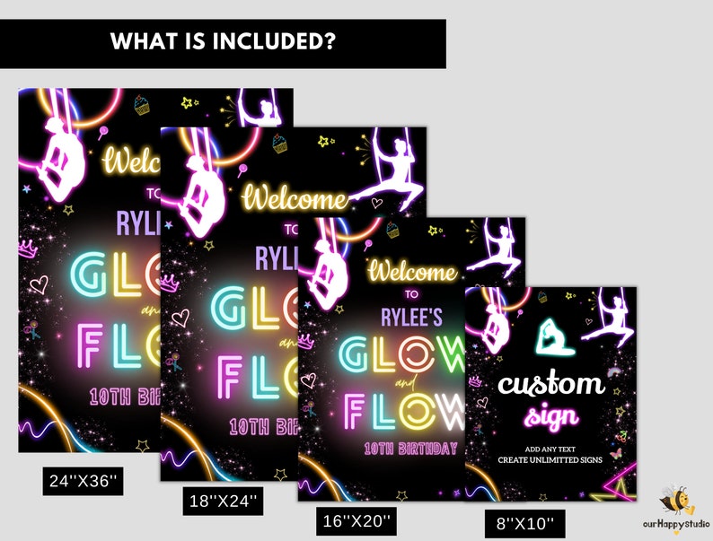 Editable Glow and Flow Party Welcome Sign Glow Aerial Yoga - Etsy Australia