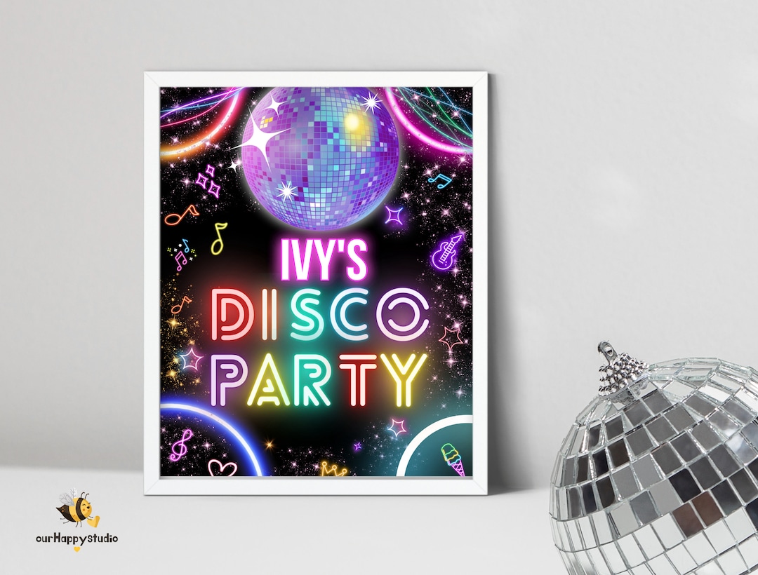 Editable Dance Party Sign, Disco Party Custom Sign, Disco Party Welcome ...