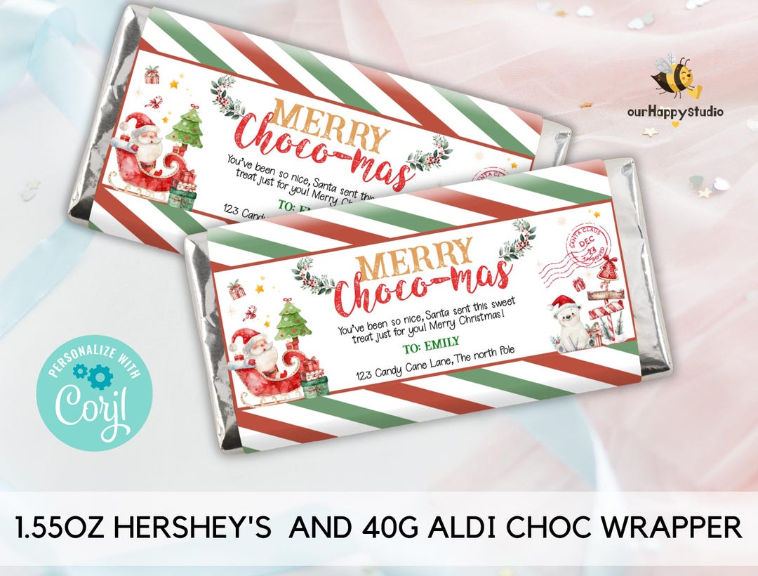 Editable Christmas Chocolate Bar Wrapper, Santa Chocolate Bar Wrapper ...
