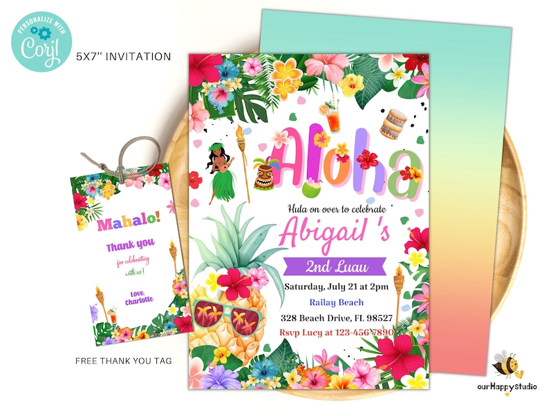 Editable Hawaiian Luau Birthday Invitation Luau Party Luau - Etsy