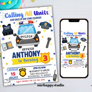 Editable Police Birthday Invitation Template Police Officer Invitation ...