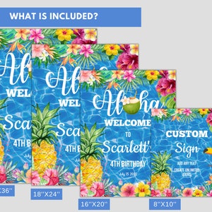 Editable Aloha Welcome Sign, Hawaiian Party Custom Sign, Tropical Party ...