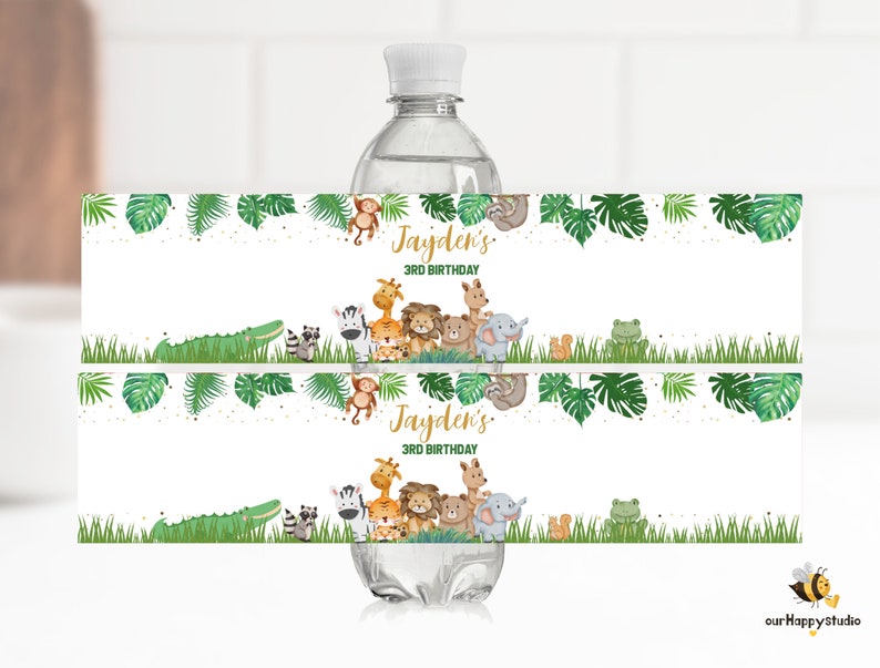 Editable Safari Water Bottle Label, Safari Birthday Water Bottle ...