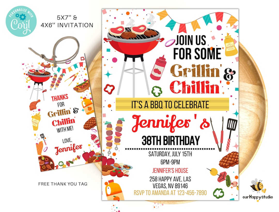 Editable BBQ Invitation BBQ Birthday Invitation Template Adult Barbeque ...