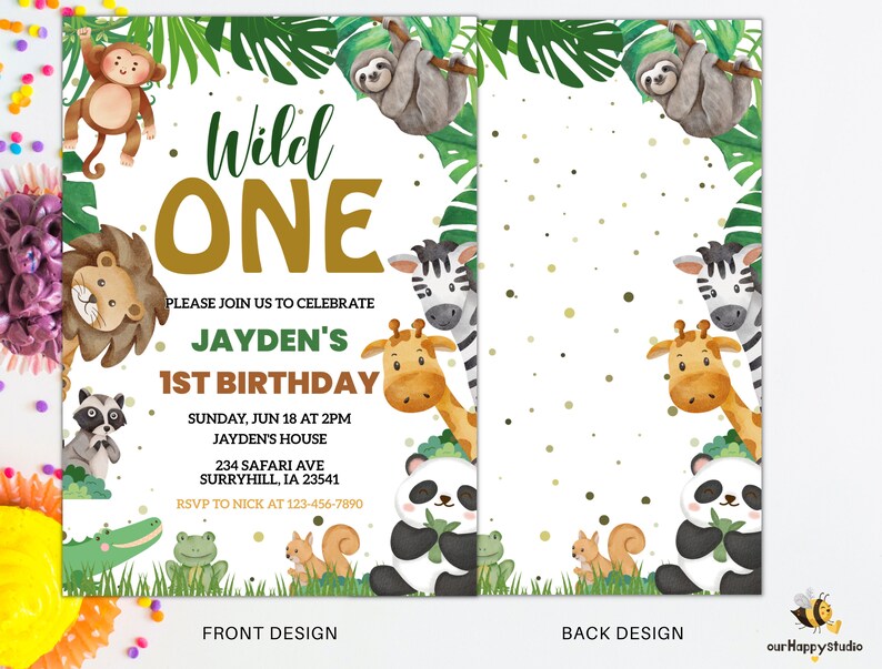 Editable Wild One Birthday Invitation 1st Safari Birthday - Etsy