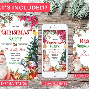 Editable Christmas Party Invitation, Christmas Party Invite, Christmas ...