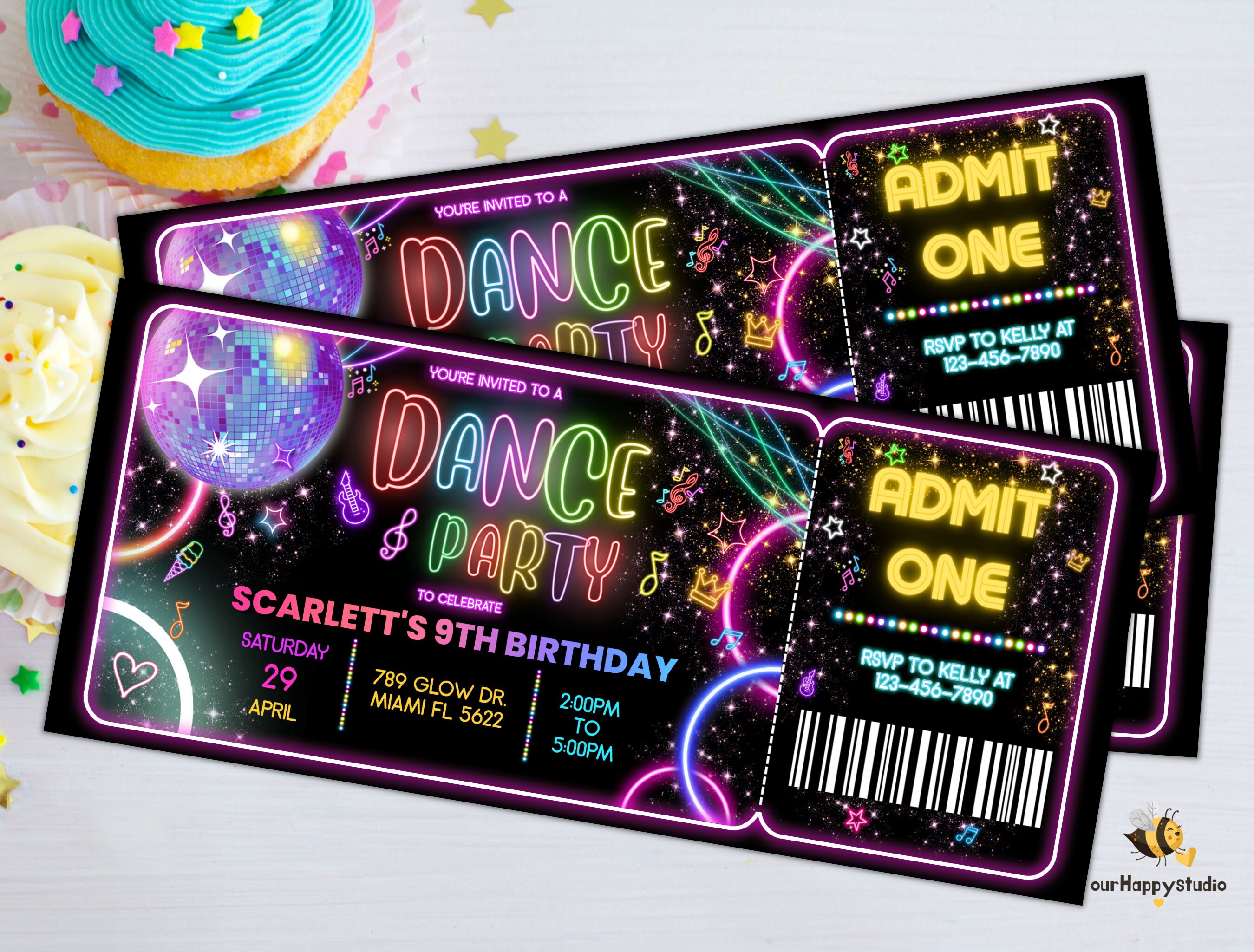 Editable Dance Party Birthday Invitation Ticket Dance Gender - Etsy Canada