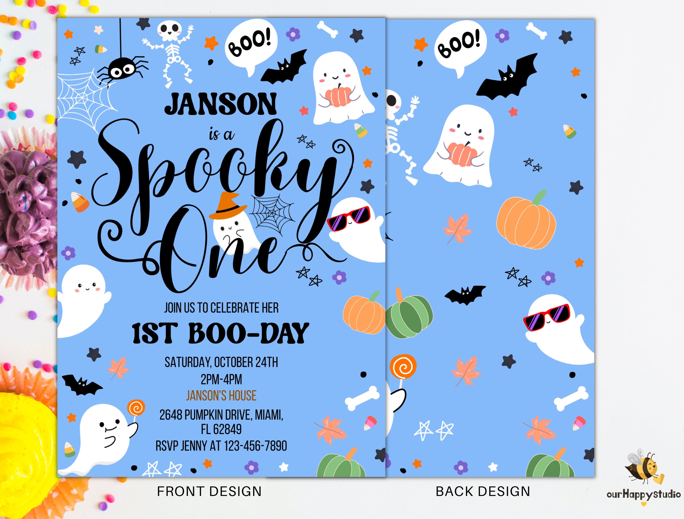 Editable Spooky One Ghost Halloween 1st Birthday Party Invite - Etsy