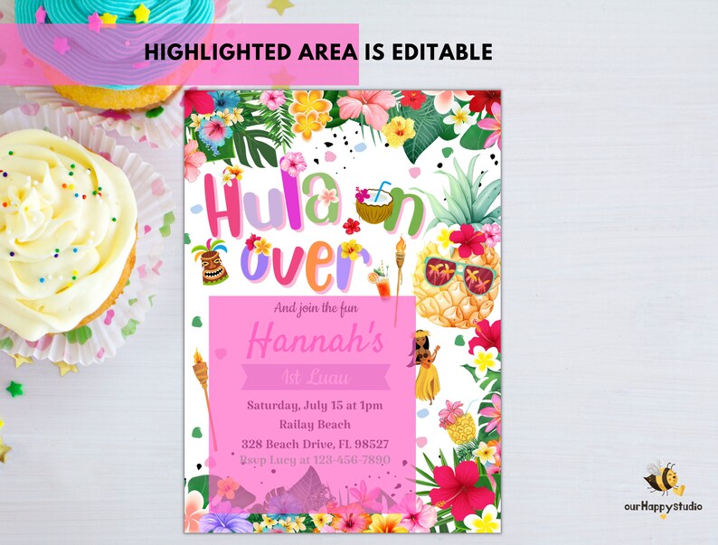 Editable Hawaiian Luau Birthday Invitation Luau Party Luau - Etsy