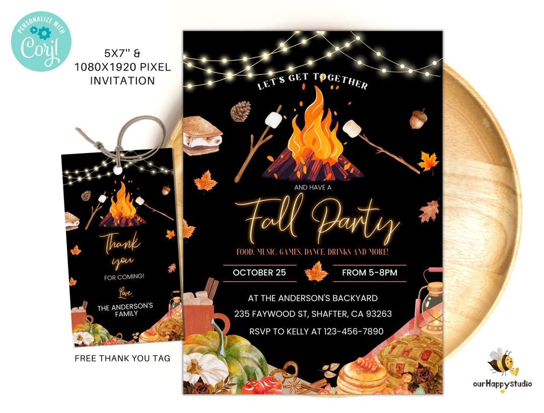 Editable Fall Party Invitation, Fall Harvest Party Text Invitation ...