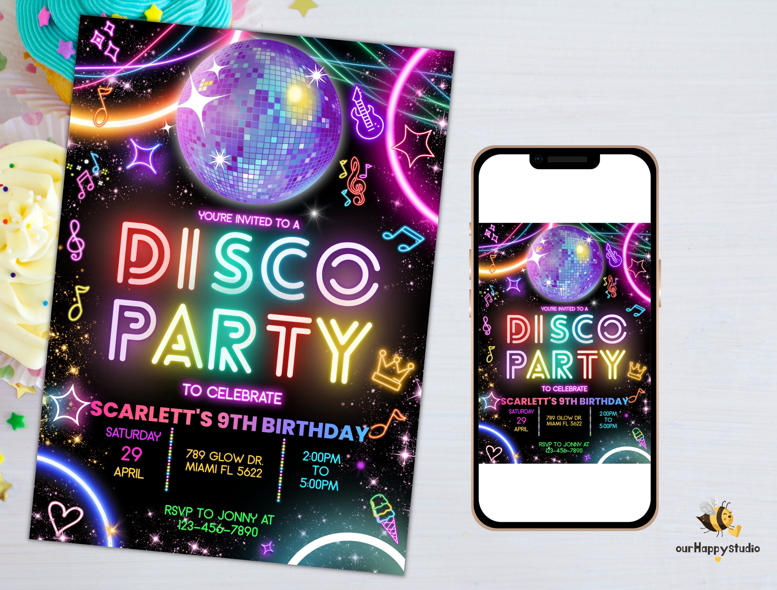 Editable Disco Party Birthday Invitation Disco Gender Neutral - Etsy