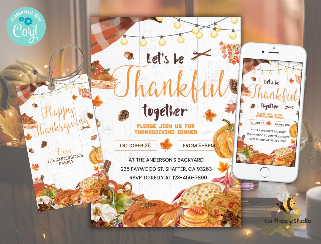 Editable Thanksgiving Invitation, Thanksgiving Dinner Invitation ...