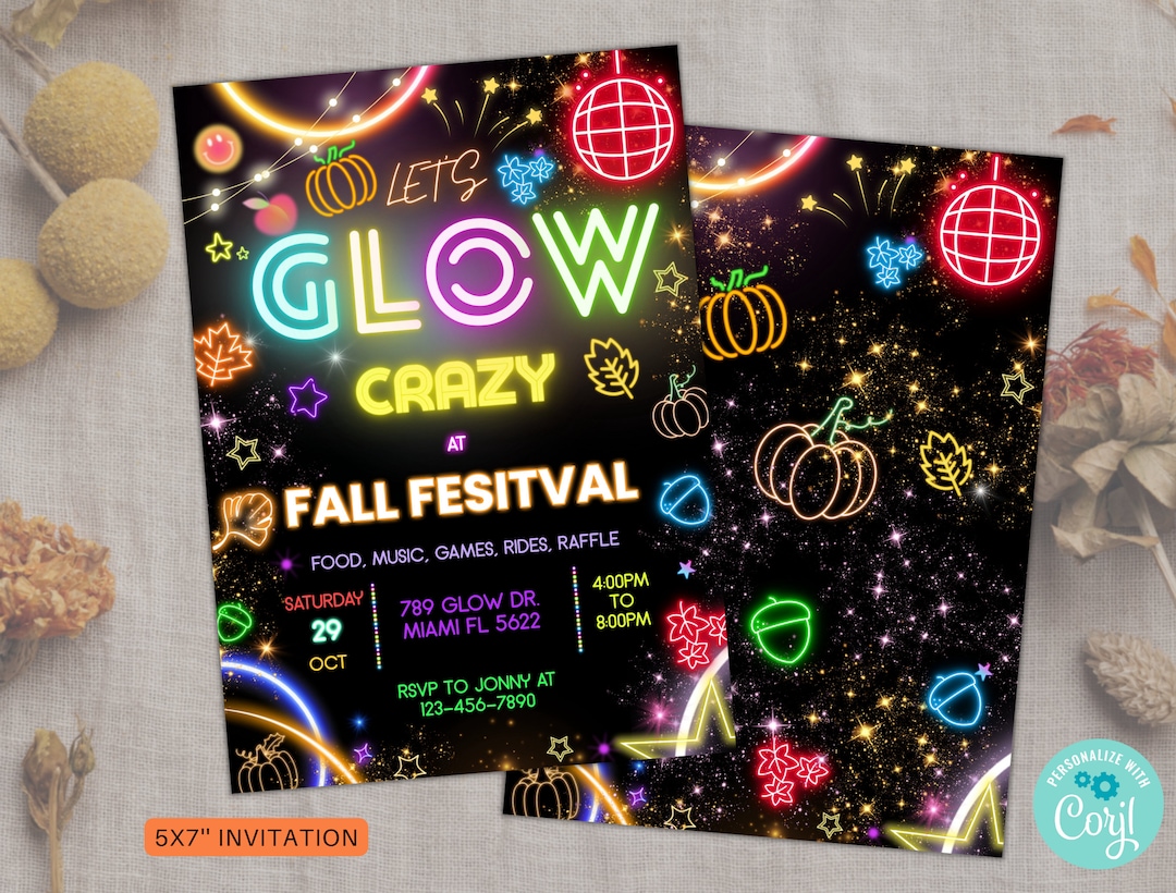 Editable Glow Fall Festival Invitation, Fall Festival Invite, Church ...