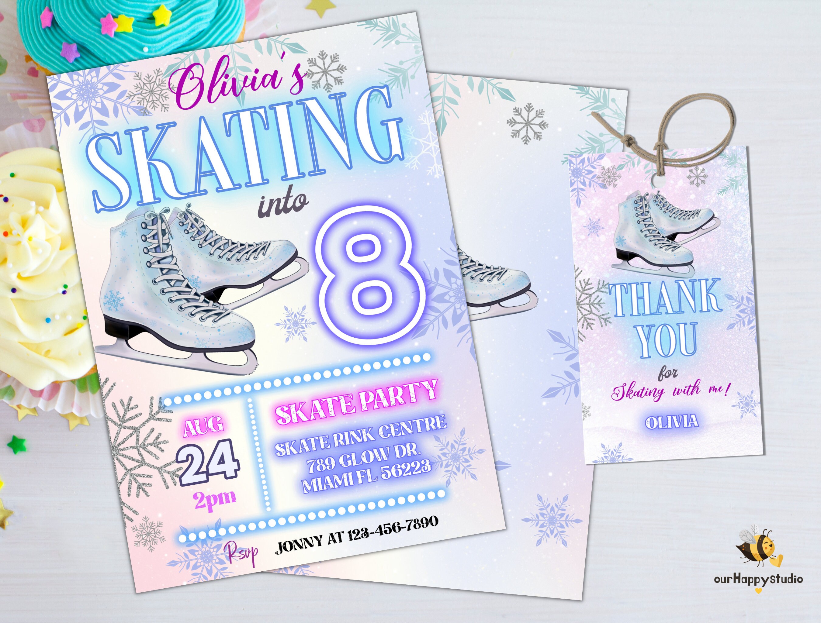 Editable Ice Skating Invitation Skate Party Birthday Invitation, Ice ...