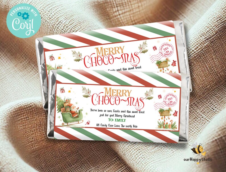 Editable Christmas Chocolate Bar Wrapper, Santa Chocolate Bar Wrapper ...