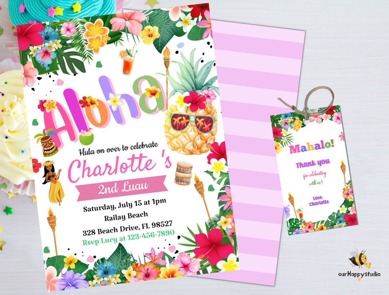 Editable Hawaiian Luau Birthday Invitation Luau Party Luau - Etsy