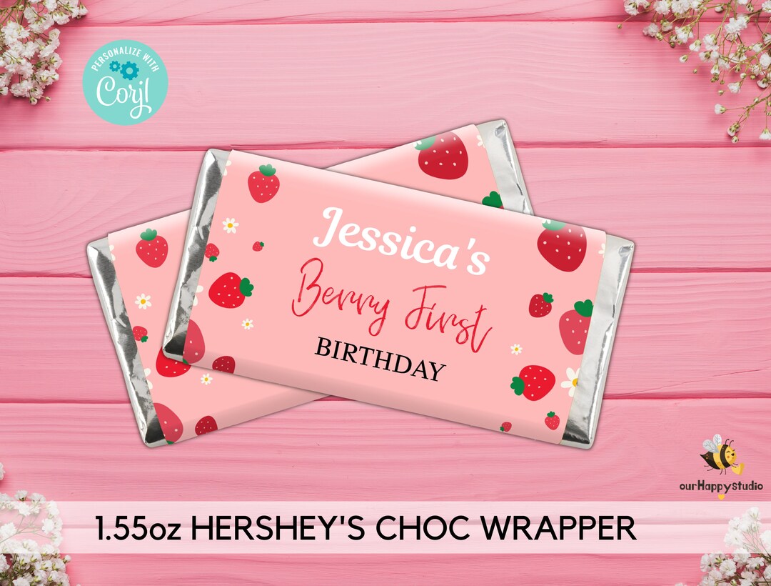 Editable Berry Chocolate Bar Wrapper Template Berry First - Etsy