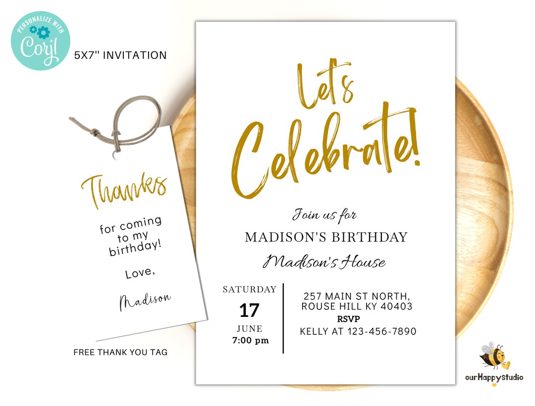 Editable Minimalist Celebrate Invitation Template, Simple Party Invite ...