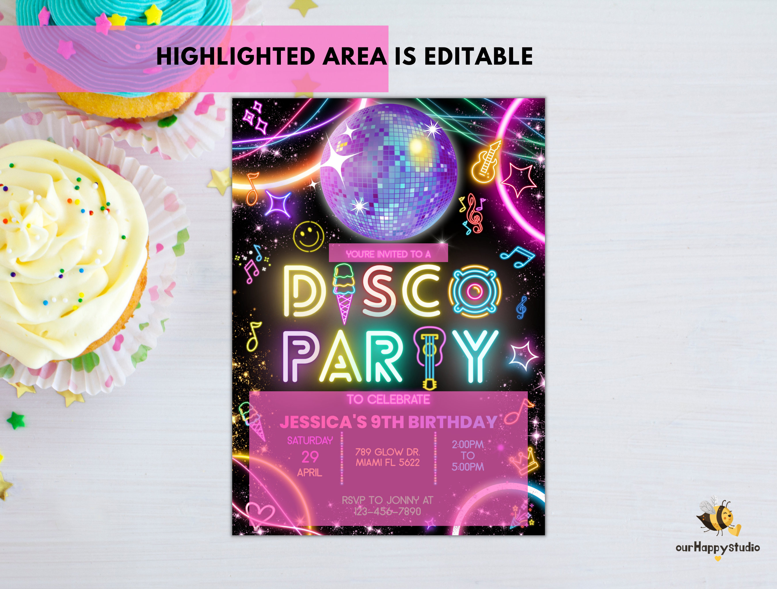 Editable Disco Party Birthday Invitation Disco Gender Neutral - Etsy UK