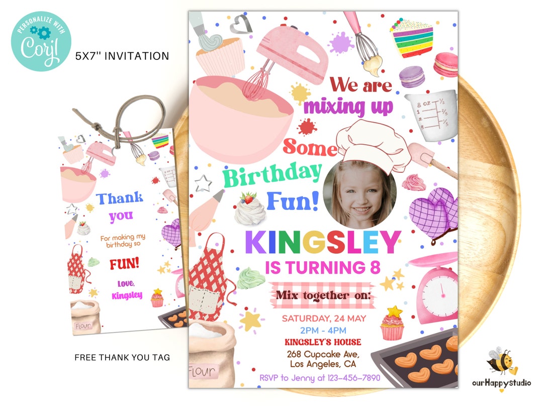 Editable Baking Birthday Party Invitation, Baking Party Invitation With ...