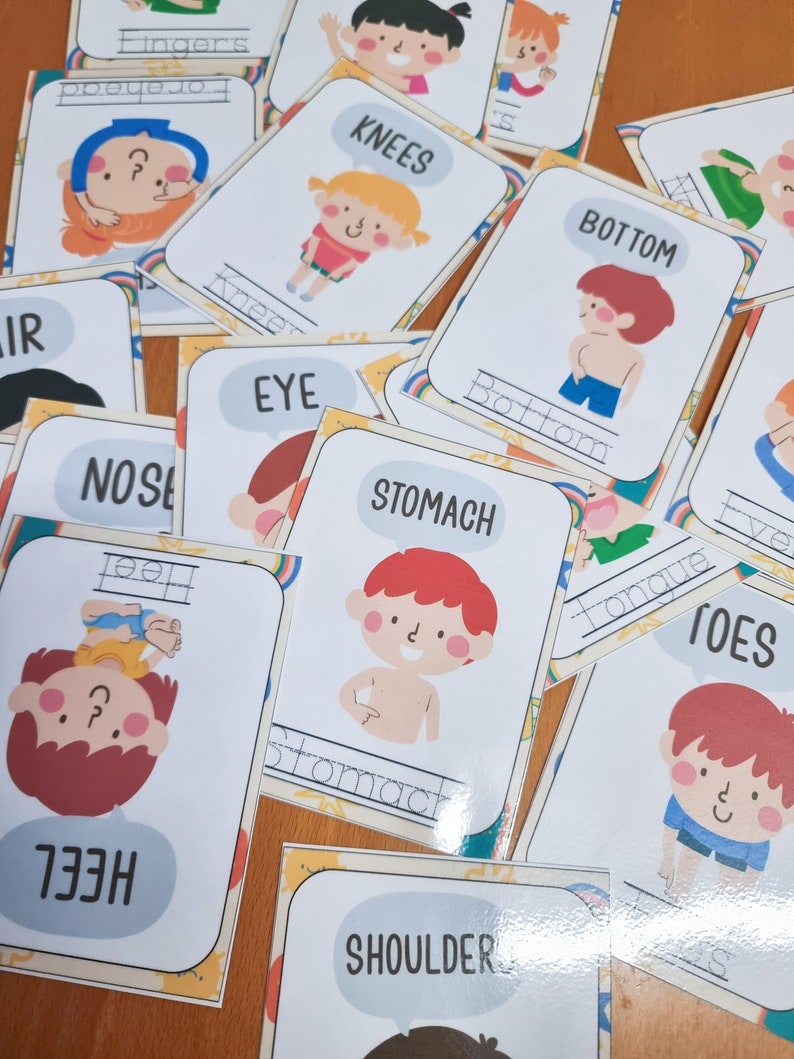 Body Parts Flashcards, Toddler Flash Cards, Kid Activity Visual Cards ...