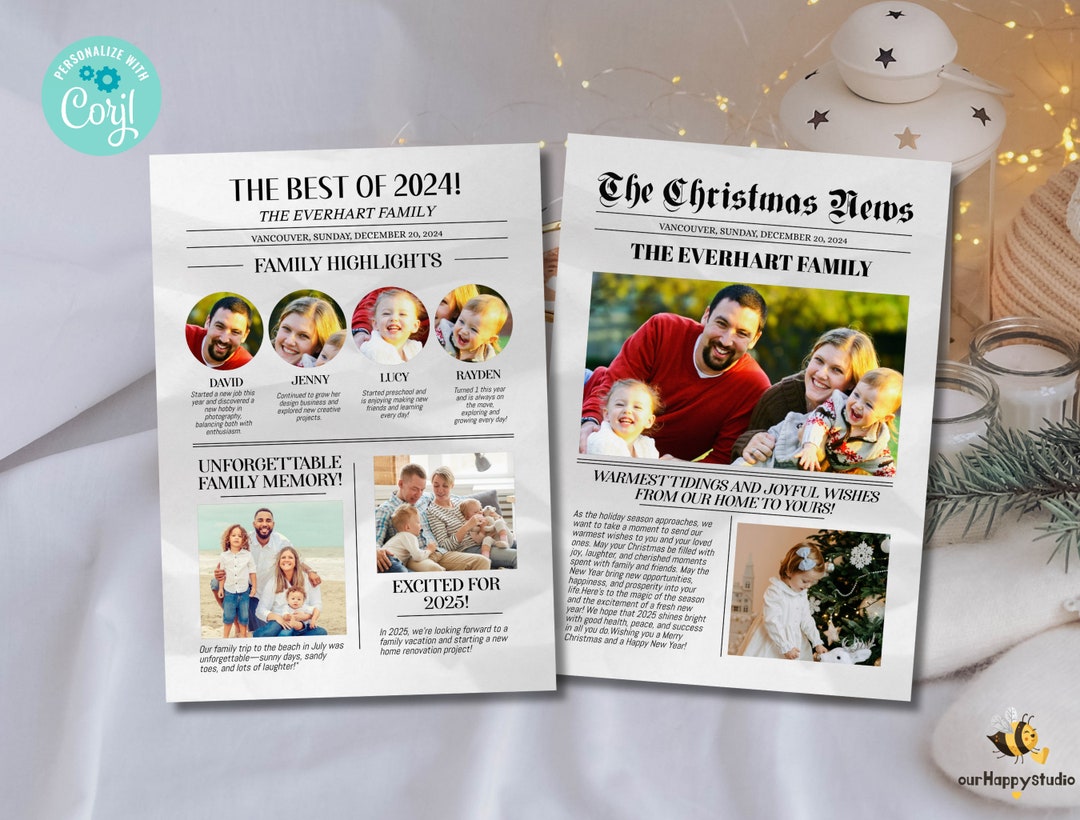 Editable Christmas Newsletter Template, Year in Review Newspaper ...