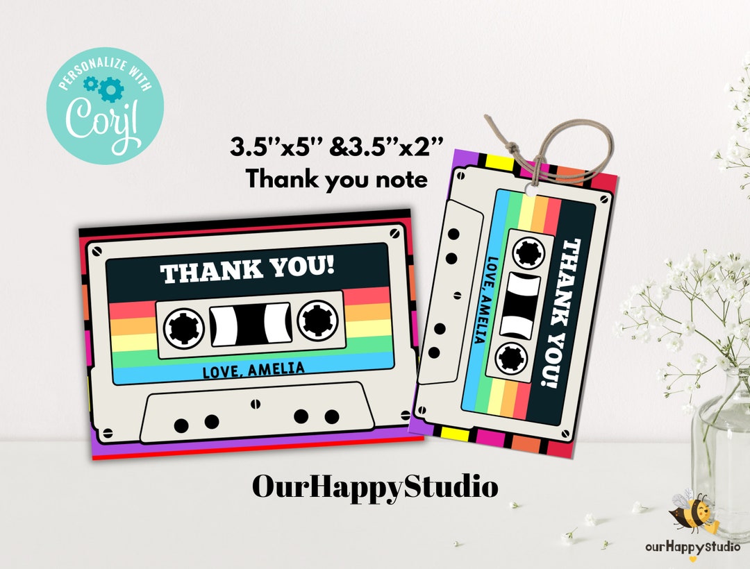 Editable 80s Birthday Party Thank You Note, 80S Party Favor, Party ...