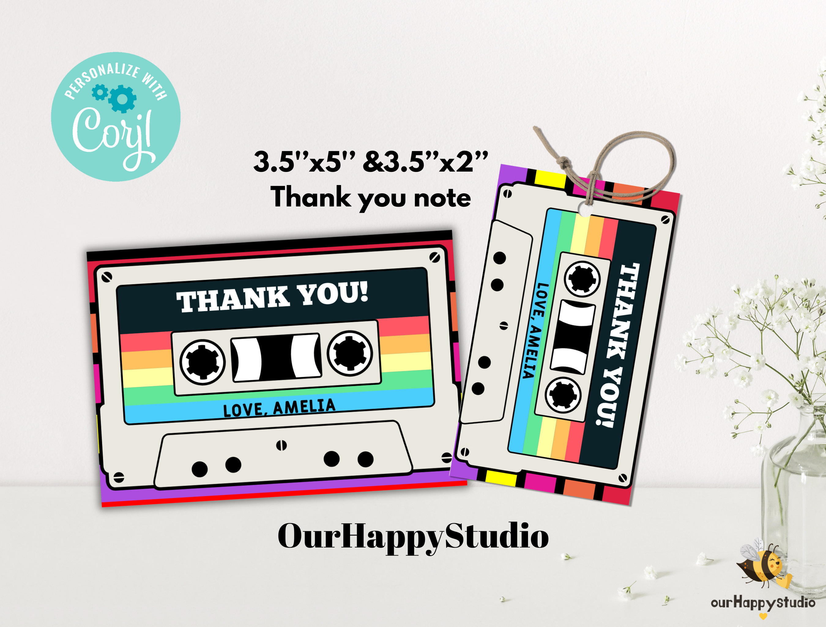 Editable 80s Birthday Party Thank You Note, 80S Party Favor, Party ...