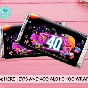 Editable Back to 80S Chocolate Bar Wrapper Template, 40th Birthday ...