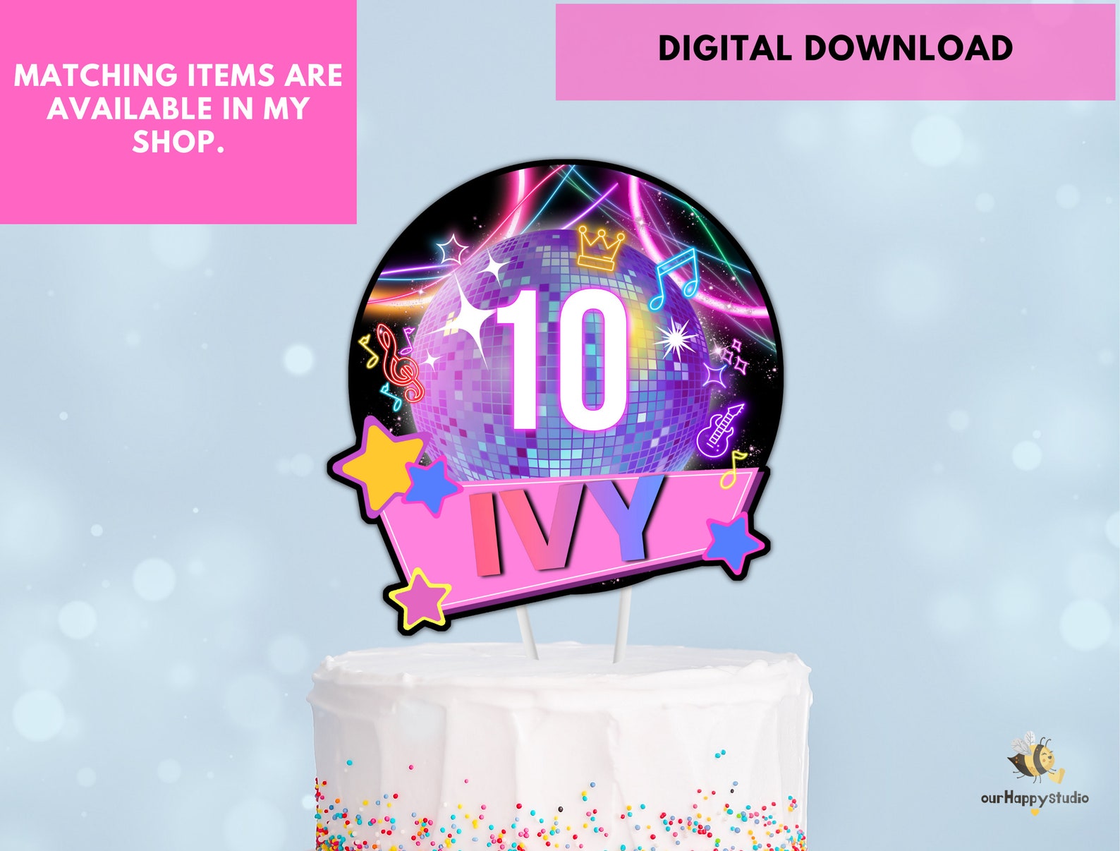 Editable Disco Party Birthday Invitation, Disco Gender Neutral Invites ...