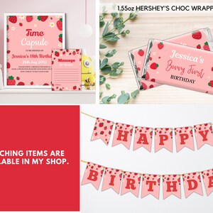 Editable Berry First Food Labels, Strawberry Party Place Card Food ...