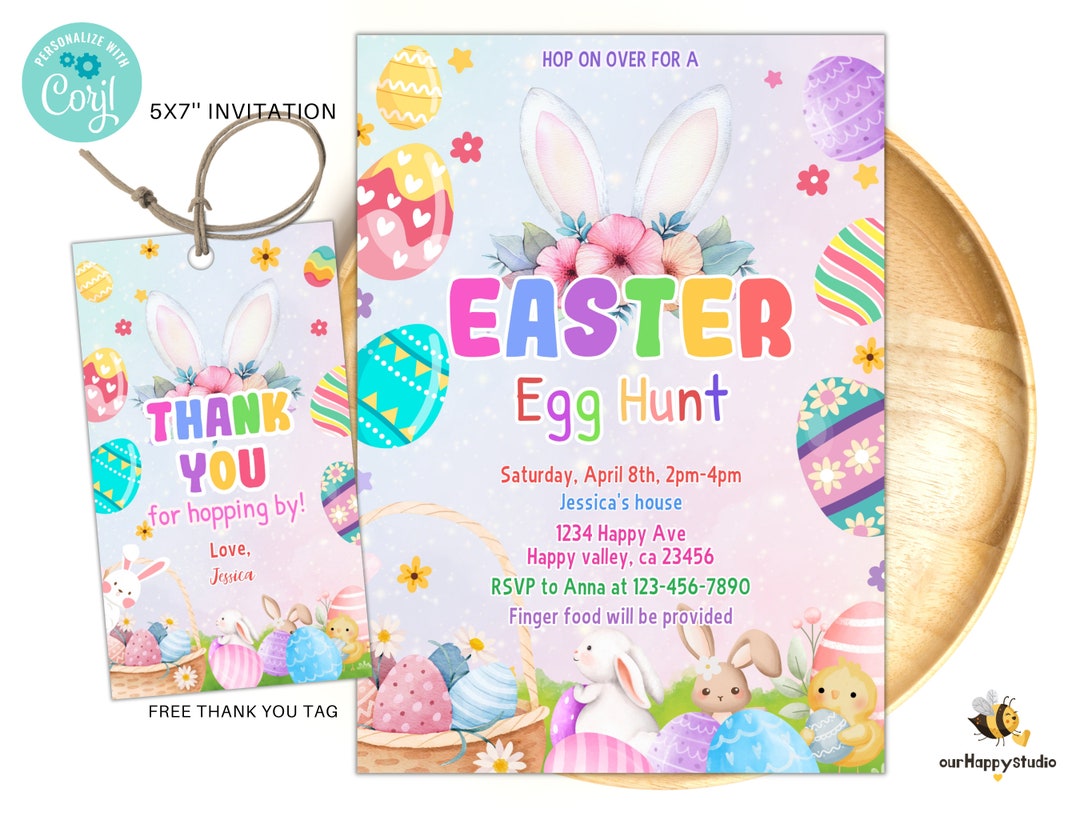 Editable Easter Egg Hunt Invitation, Bunny Invitation, Easter ... Editable Easter Egg Hunt Invitation, Bunny Invitation, Easter ...